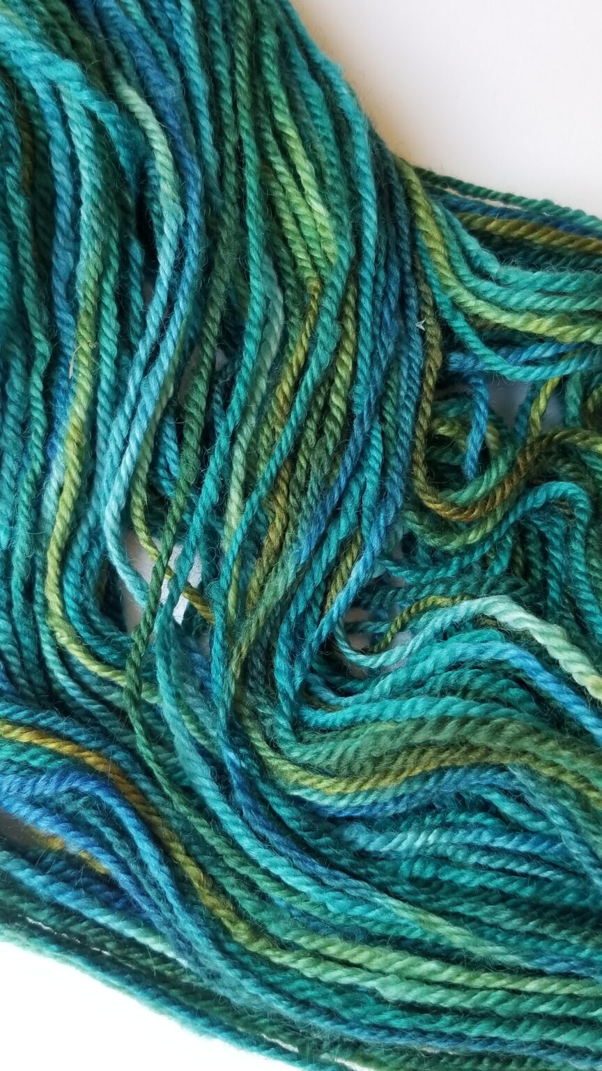 Blues and Greens FINNSHEEP and MULBERRY SILK Worsted Weight 3 Ply Yarn, 178 yards - Finnsheep ...