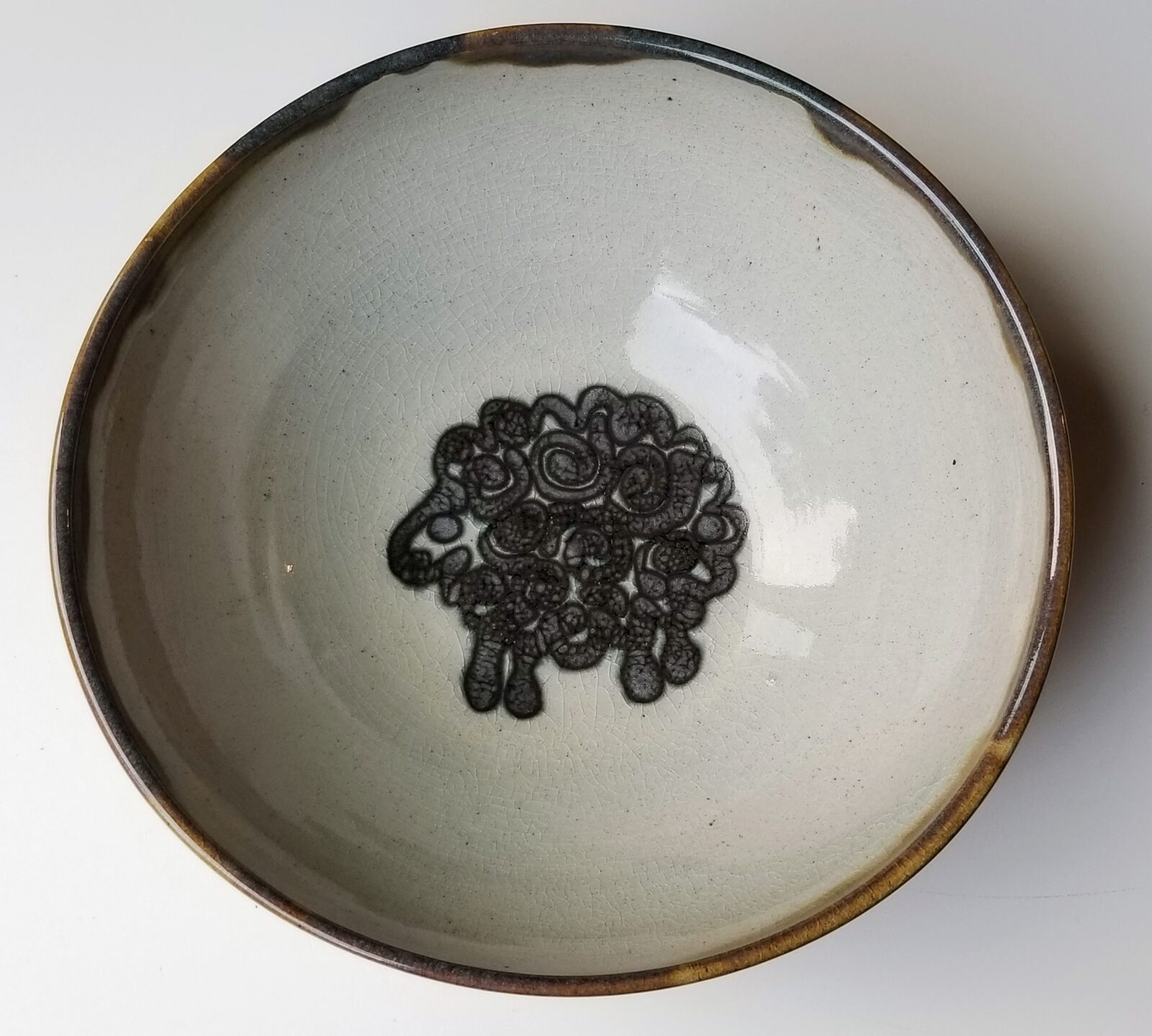 Sheep Handmade Ceramic Serving Bowl, Blue with Black Sheep - Finnsheep ...